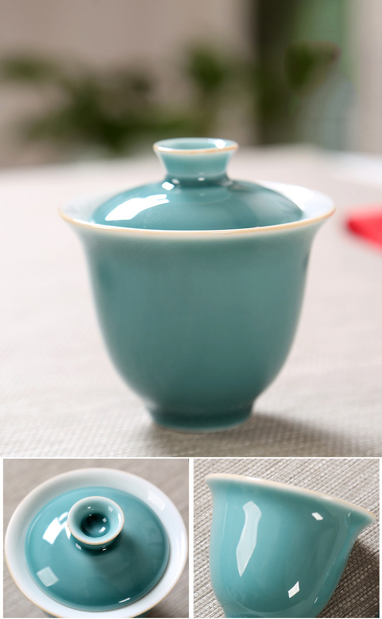 Пътна чанта Китайски кунг фу комплект за чай керамичен чайник Gaiwan