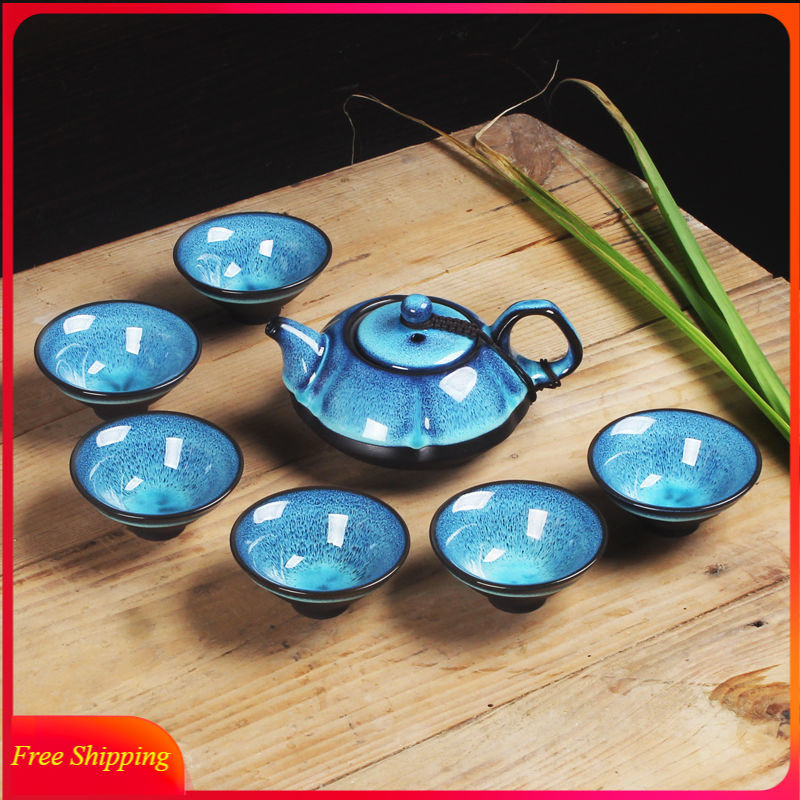 Керамичен комплект чайник Gaiwan Чаши чаши чай Церемония Чаена чаша