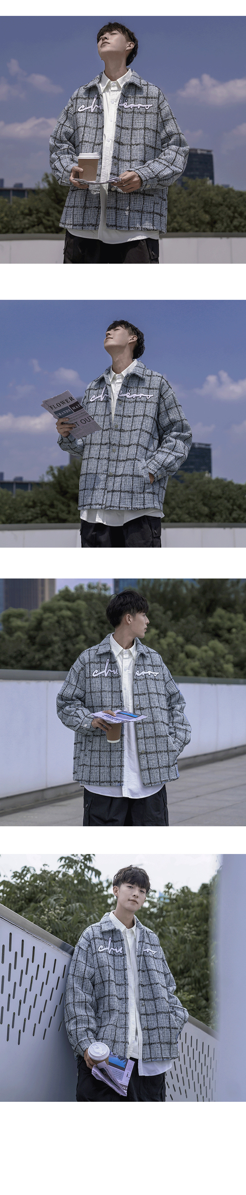 Badu.bg Мъжка карирана риза с дълъг ръкав и закопчаване с копчета - Badu.bg