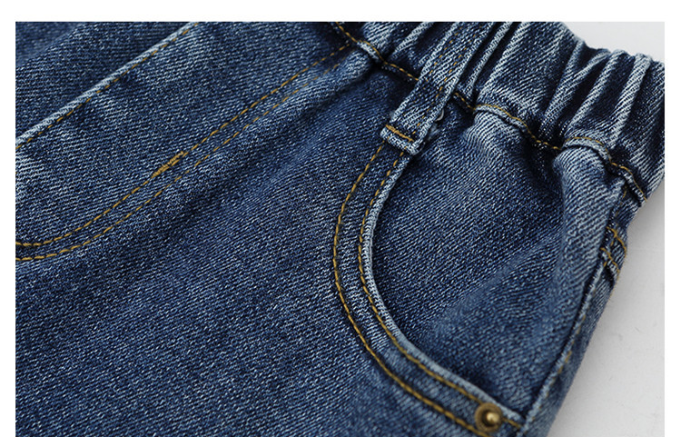 Badu Bg Дънки чарлстон за момичета с ластик и бродерия на крачола Badu Bg