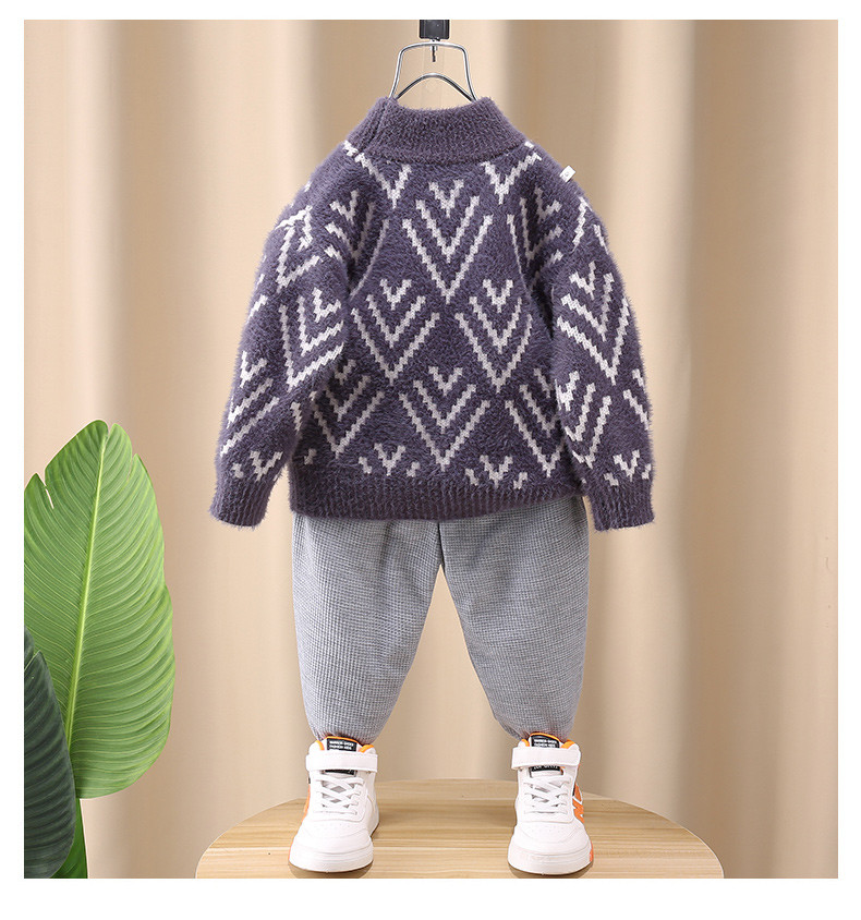 Badu.bg Зимен пуловер с поло яка и дълъг ръкав за момчета - Badu.bg