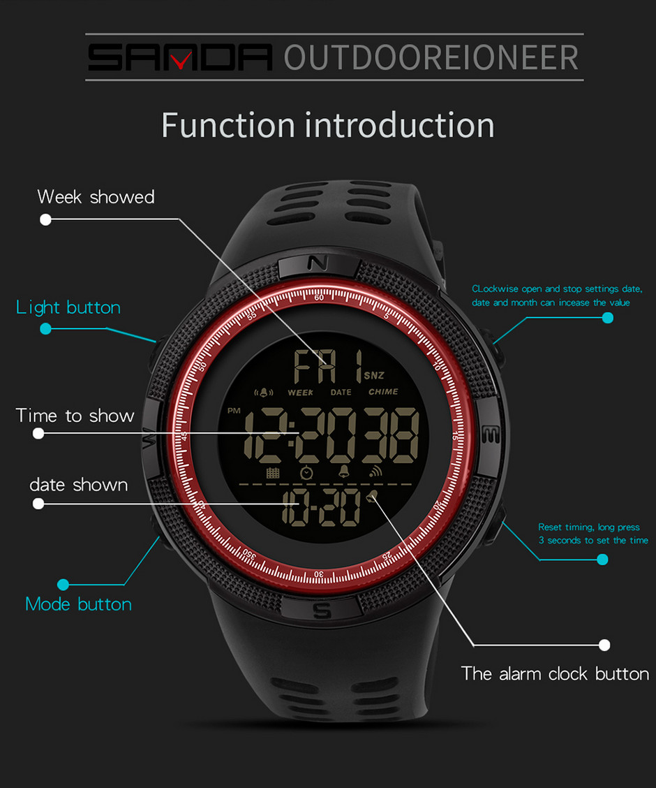 Badu.gr Ανδρικά αθλητικά ρολόγια μάρκας SANDA Ψηφιακό ρολόι Ηλεκτρονικό LED ανδρικό ρολόι καρπού ...