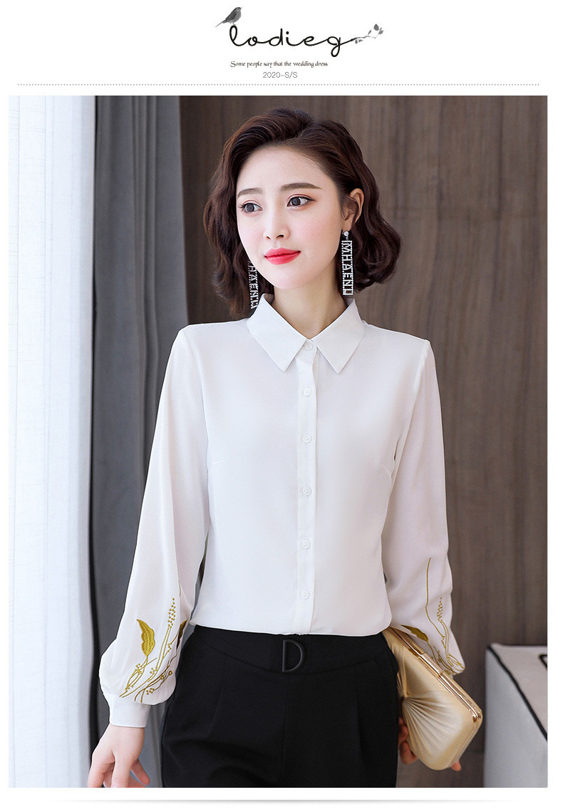 Badu.bg Нов модел дамска риза с класическа яка и бродерия на ръкава - Badu.bg