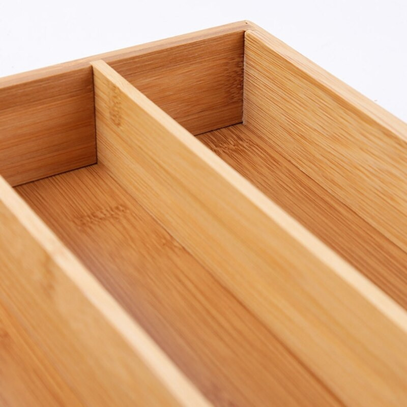 Badu Bg Кухненски чекмедже Органайзер Тава за прибори 5 отделения Дървена поставка за прибори