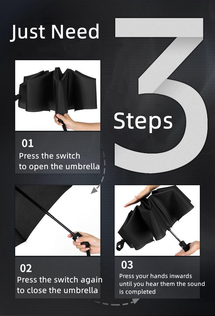 Badu.bg Ветроустойчив дамски автоматичен чадър за жени мъжки Ten Bone 3 сгъваем мъжки чадър ...