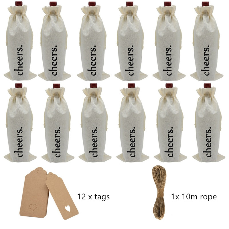 Badu.bg 12 бр. Чанта за покриване на бутилка вино Калъфи за бутилки с шнур за многократна ...