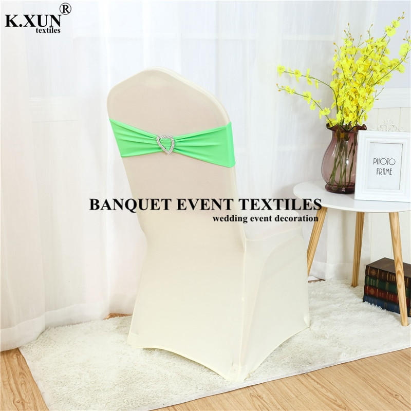 Висококачествена лента за столове от спандекс Лък с катарама със сърце за банкетно парти