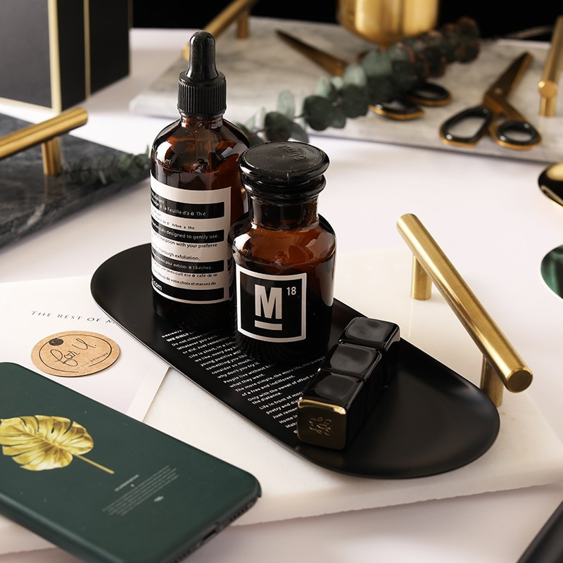 Baduglobal.ro Nouă tavă de depozitare din metal negru, cu inscripții ...