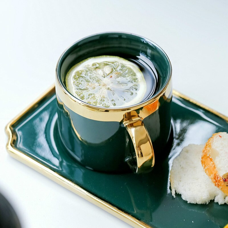 Baduglobal.ro Set cești de cafea de lux verde nordic ceașcă de cafea ...