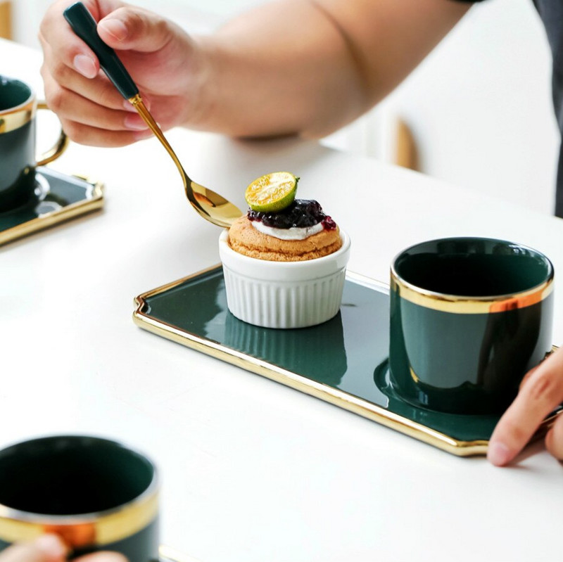 Baduglobal.ro Set cești de cafea de lux verde nordic ceașcă de cafea ...