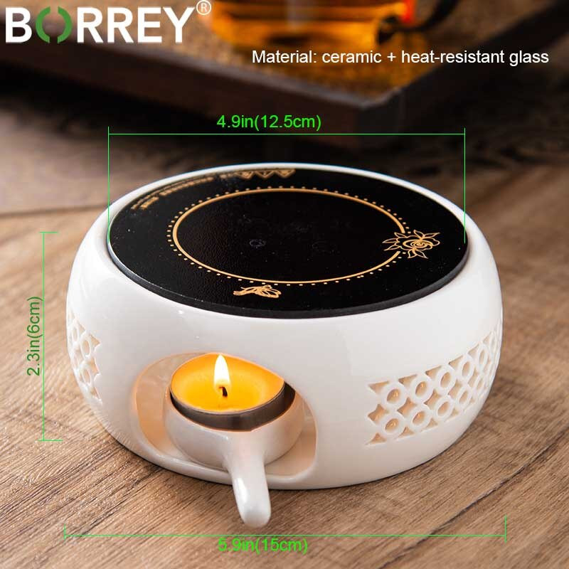 Керамична поставка за чайник BORREY с поднос за свещи Нагревателна ...