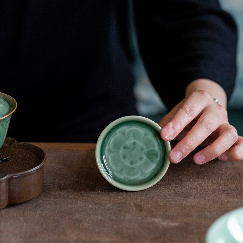 Badu.bg Yue Kiln Lotus Celadon Cover Set Purple Sand Teapot Cover ...