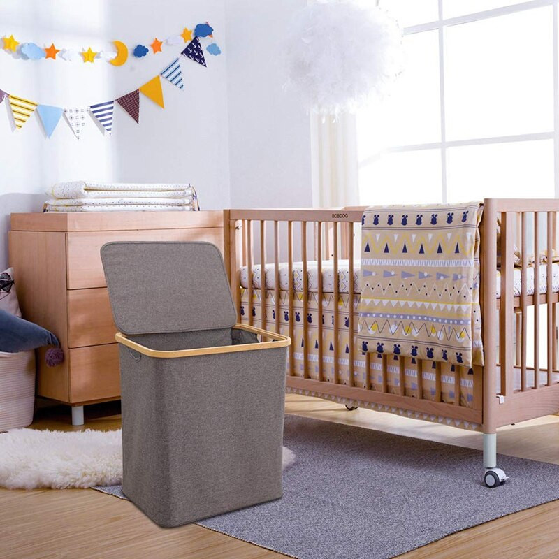 Badu.bg Кош за пране с капак, голяма бамбукова кошница за мръсни дрехи ...