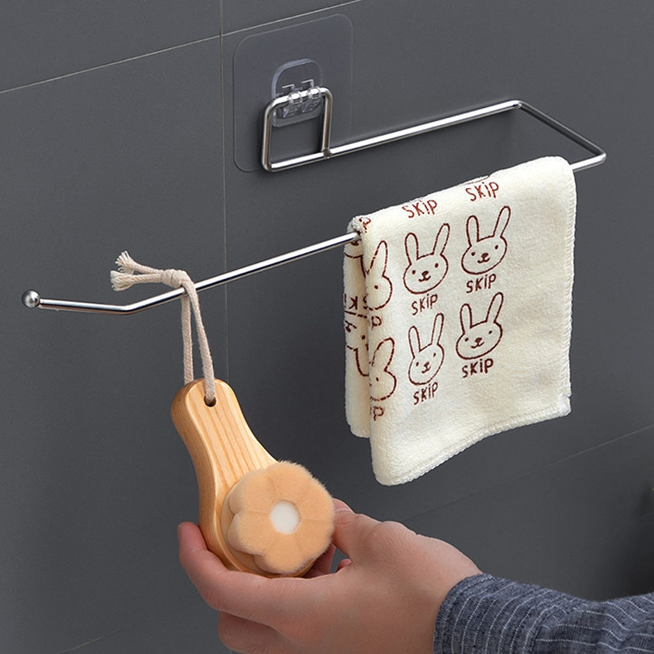 Badu Bg Държачи за съхранение и стелажи Стенна засмукваща поставка за кърпи Неръждаема стомана