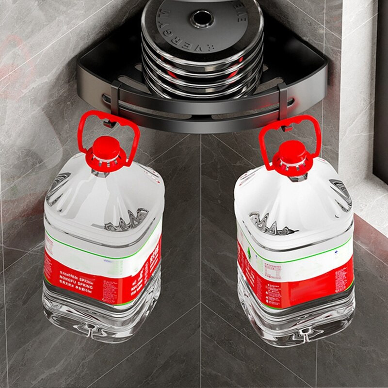 Badu Bg Пространство за рафтове за баня без пробиви Алуминиеви ъглови рафтове Вендуза Триъгълна