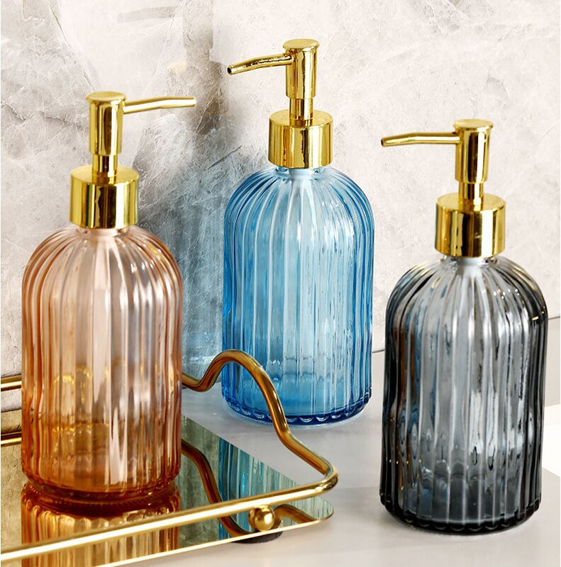 Висококачествен голям ръчен дозатор за сапун Прозрачно стъкло Бутилка