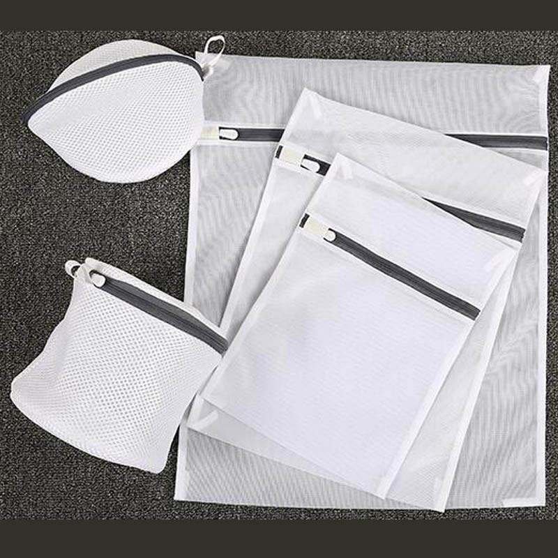 7 бр Мрежеста чанта за съхранение с цип Чанти за пране Пътни сгъваеми торби за пране на дрехи