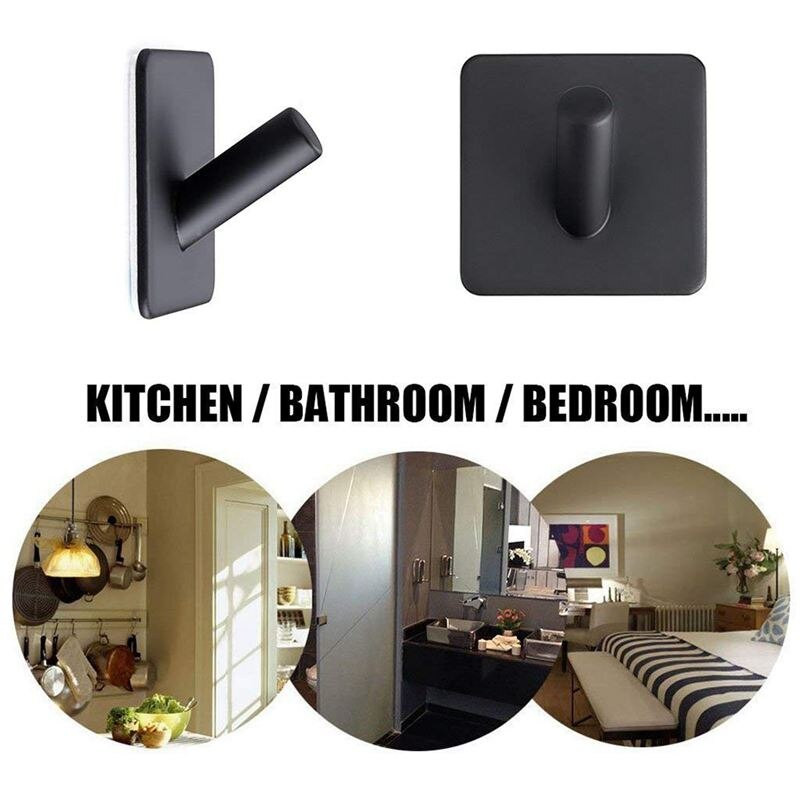 Нова закачалка за палта от неръждаема стомана 304 черна кука за хавлии релса самозалепващи се