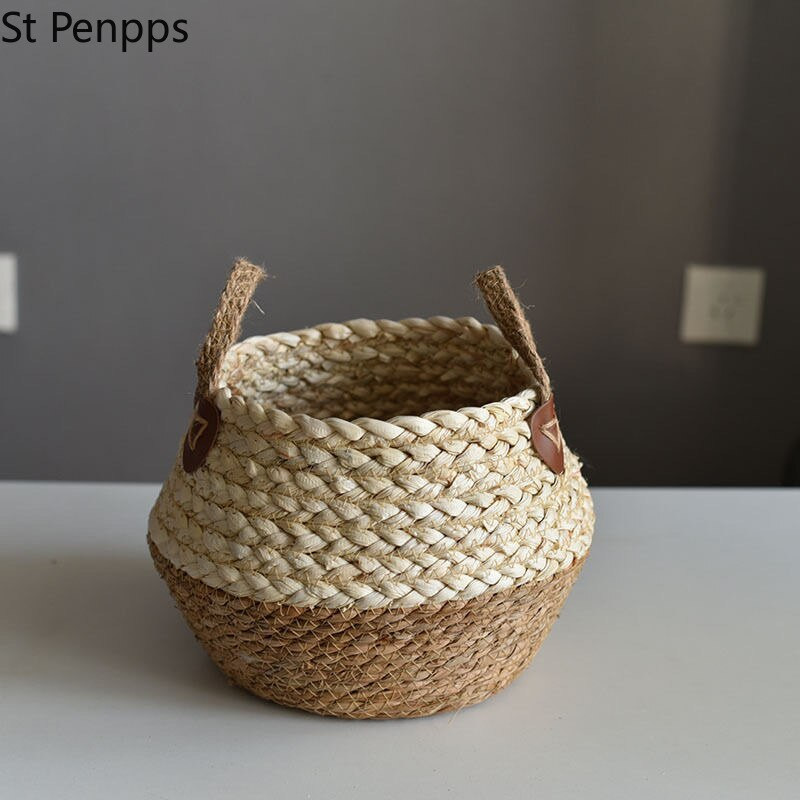Badu Bg Бамбукова морска трева Кошници за съхранение Плетена кошница Растение в скандинавски