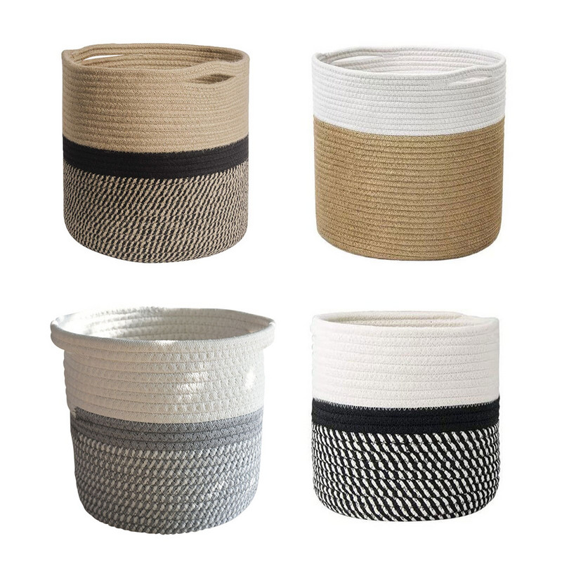Badu Bg Ръчно плетена сламена кошница за саксии Вътрешно съхранение на открито Саксия за цветя