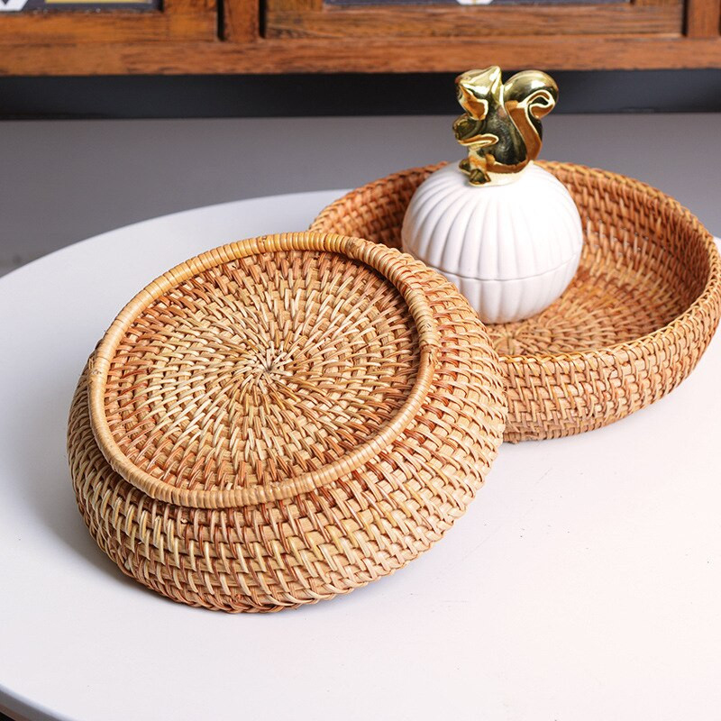 Badu Bg Ръчно плетена кошница за съхранение Ратанова тава за съхранение Плетени кошници Хляб