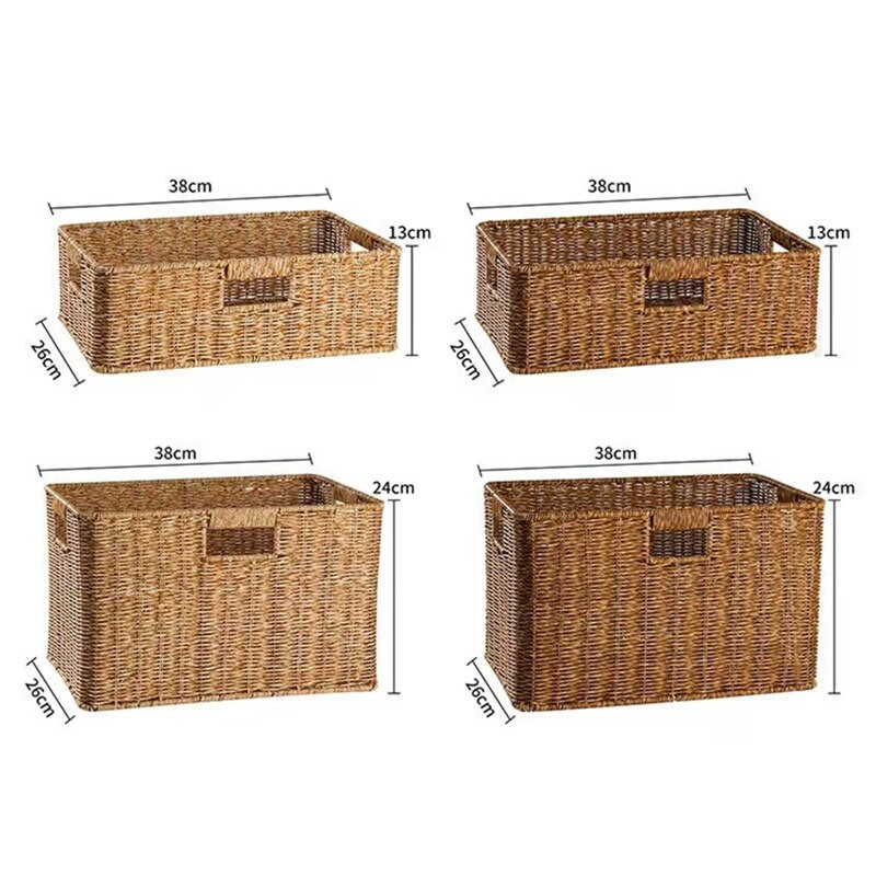 Badu Bg Настолна плетена кошница за съхранение Вградени дръжки Кошници за съхранение на играчки