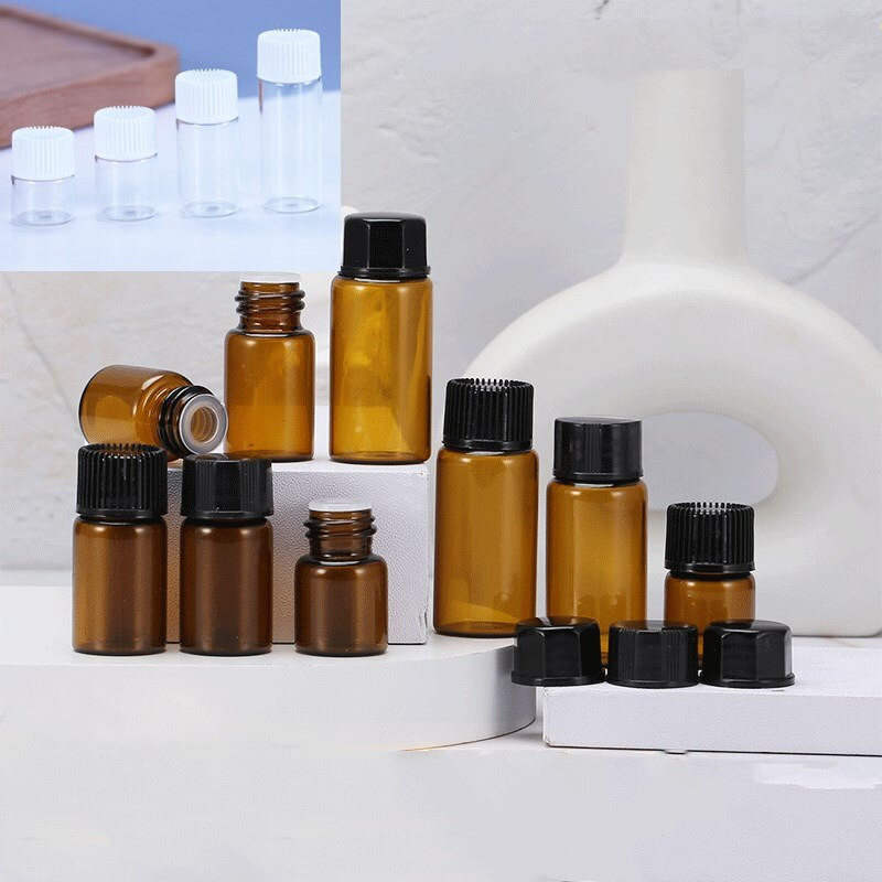 Badu Bg 10 бр 1 2 3 5 Ml Мини бутилка Празна стъклена пластмасова кехлибарена бутилка с