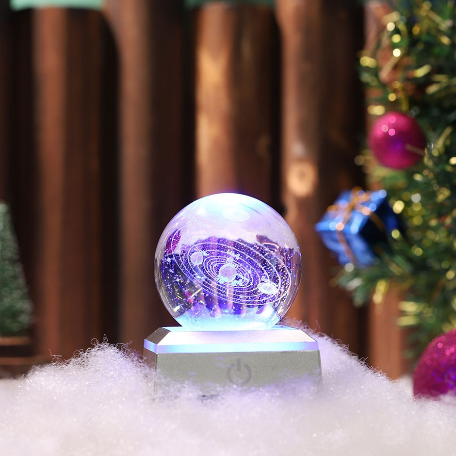 Badu.bg 3D кристална слънчева система Стъклена топка Планета Глобус Слънчева система Вселена ...