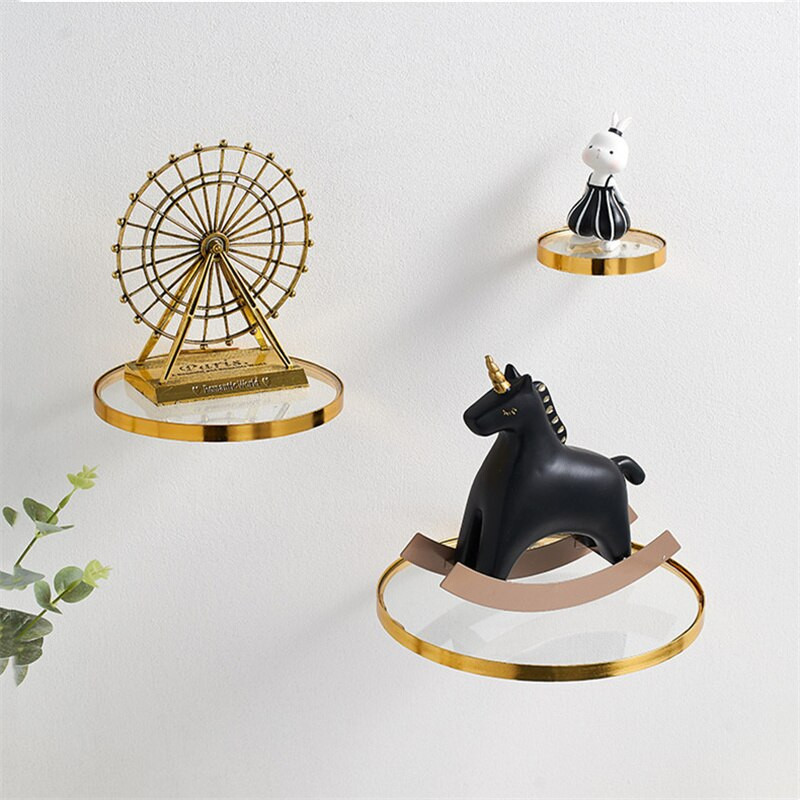 Badu Bg Златен рафт за стена Стъклен плаващ рафт Стелаж за стъклени первази Цветя Стенни рафтове