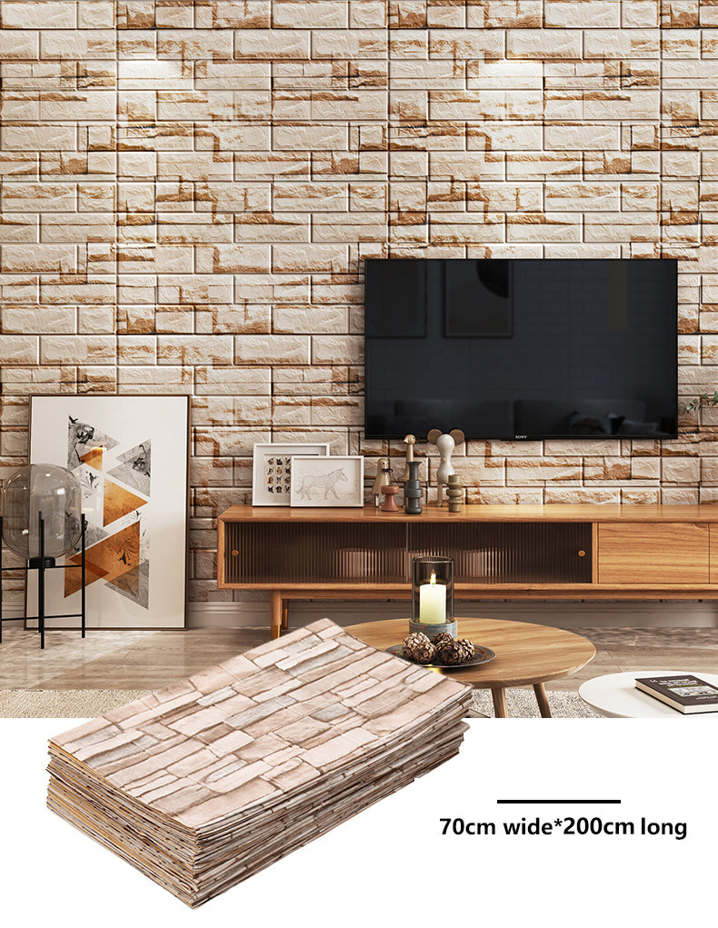 Badu.bg 2mx70cm 3D стикери за тухлена стена Направи си сам декор Самозалепващи се водоустойчиви ...