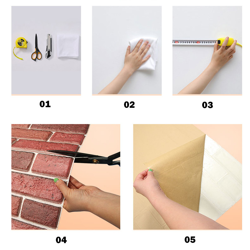 Badu.bg 10бр. 30X30cm 3D стикери за тухлена стена Самозалепващи се панели Декор за всекидневна ...