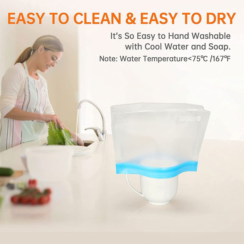 1pc Чанти за съхранение на храна за многократна употреба Затваряща се чанта за обяд Силиконови