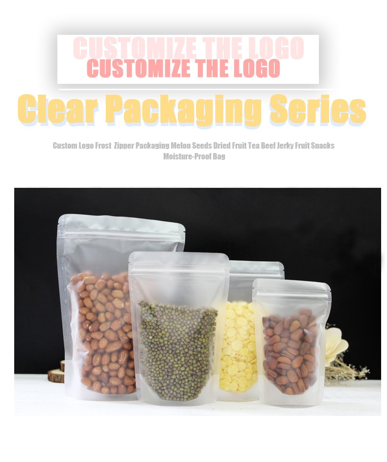 Badu Bg Затваряща се пластмасова торбичка за съхранение с цип прозрачна матирана торбичка за