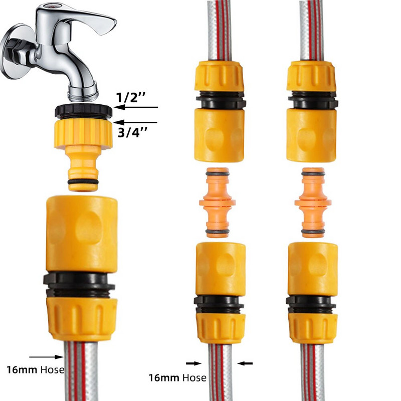 Badu.bg 6PCS Градински маркуч ABS 16 мм Адаптер за бърз конектор 1/2" Двоен мъжки съединител ...