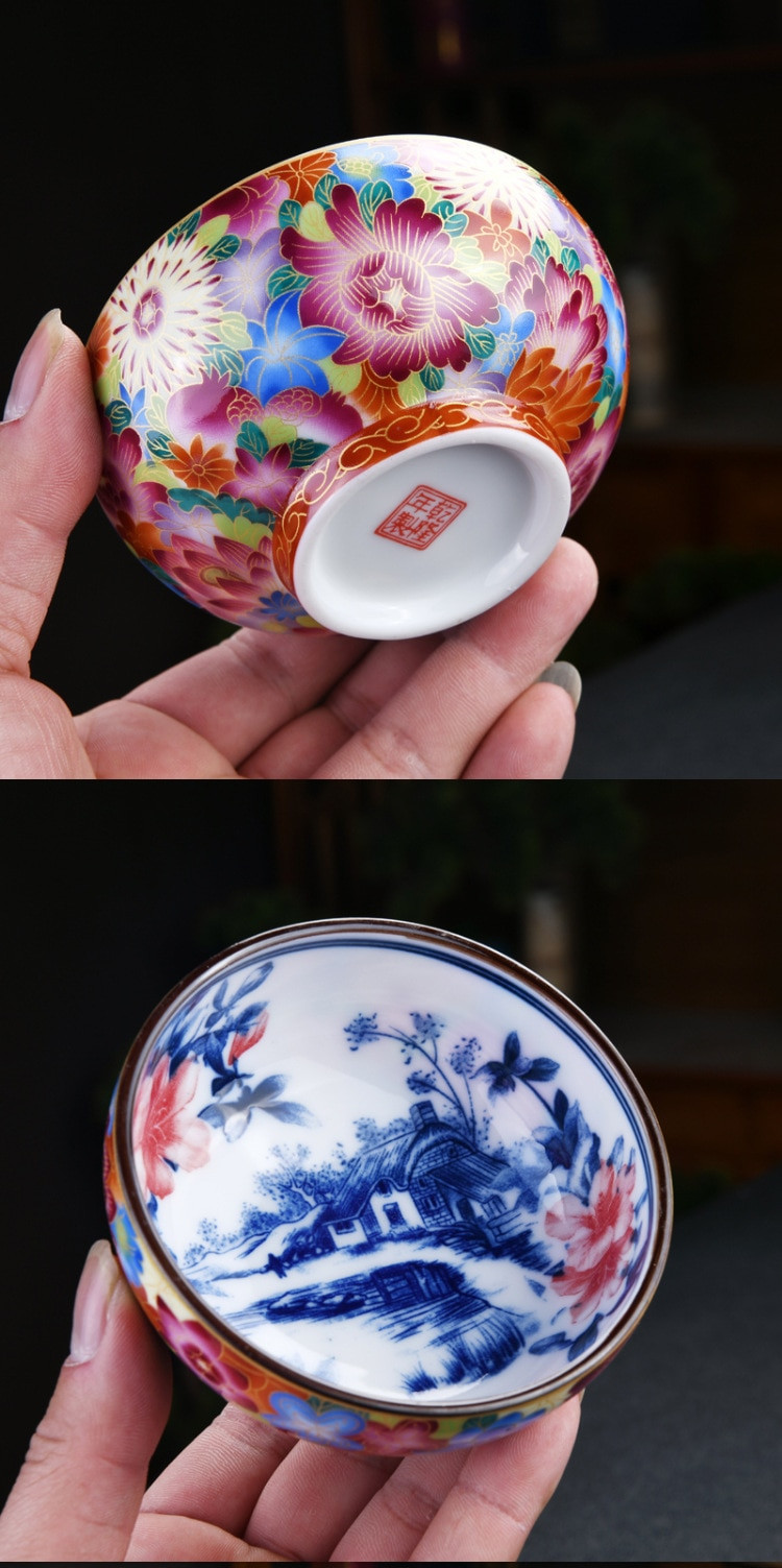 Badu Bg Pinny 160ml Jingdezhen Сини и бели порцеланови чаши за чай