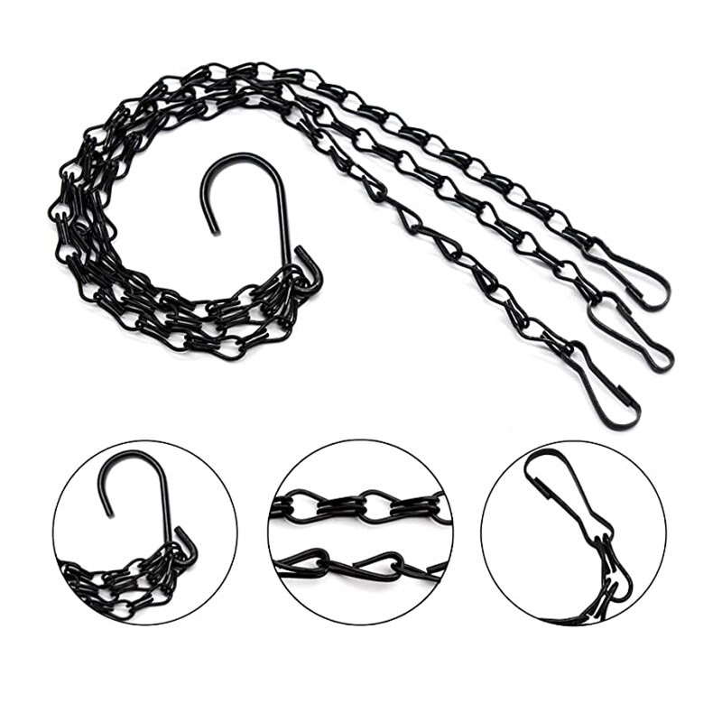 Badu Bg Кука за саксия с двойна глава Висяща верига Поставка за кошница 50 см Външен фенер