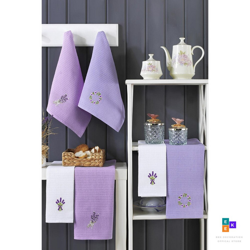 6 PCS 100% памук Embroidere Кухненска кърпа за сушене на съдове Носна кърпа Кърпи Сервизи ...