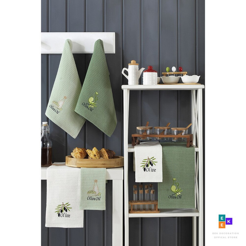 6 PCS 100% памук Embroidere Кухненска кърпа за сушене на съдове Носна кърпа Кърпи Сервизи ...