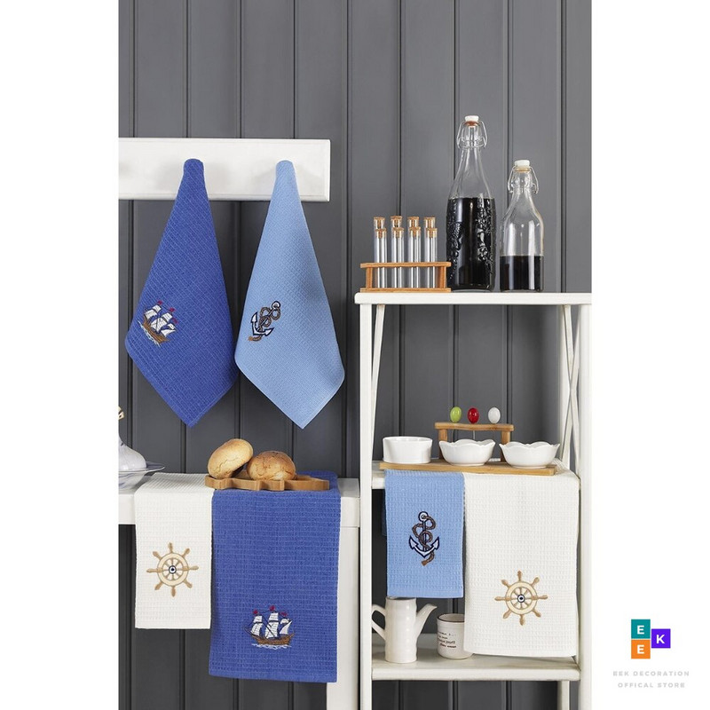 6 PCS 100% памук Embroidere Кухненска кърпа за сушене на съдове Носна кърпа Кърпи Сервизи ...