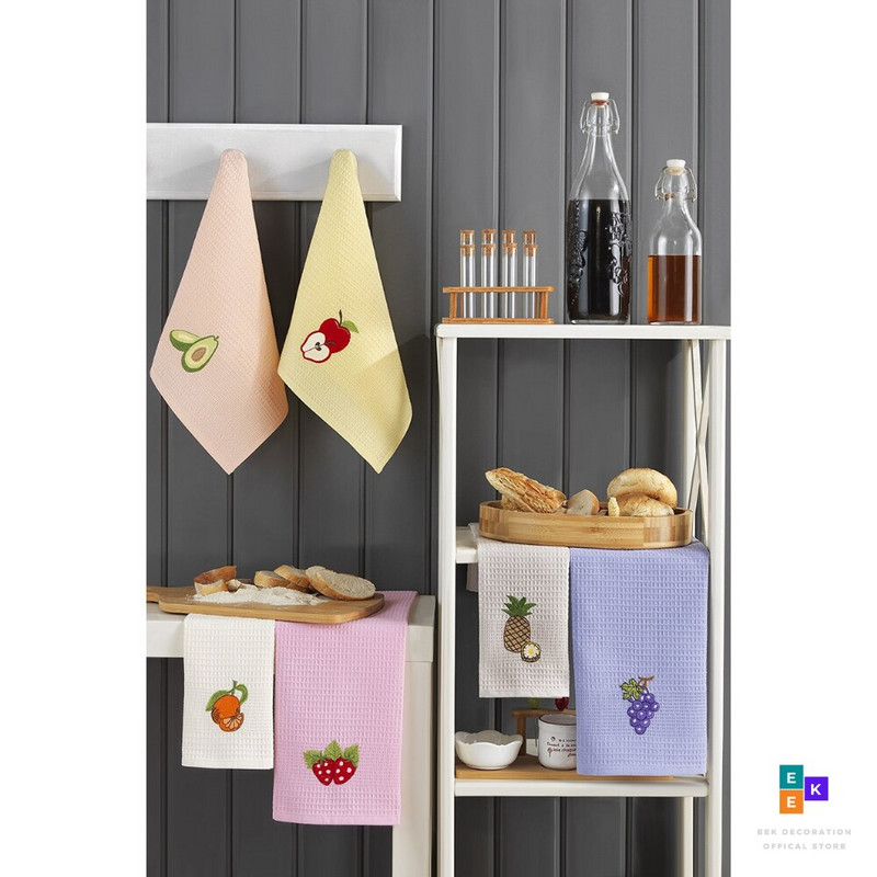 6 PCS 100% памук Embroidere Кухненска кърпа за сушене на съдове Носна кърпа Кърпи Сервизи ...