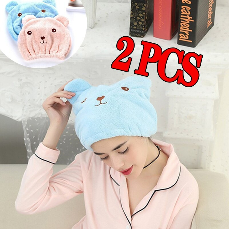 Badu Bg Карикатура Шапка за душ Сешоар Памучно капаче Тюрбан за сушене на коса за сън Хавлиени