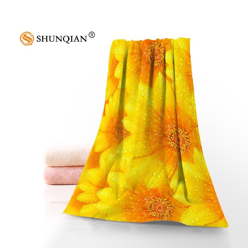 Нова персонализирана кърпа с принт на слънчоглед Памучни кърпи за лице баня Микрофибърна тъкан